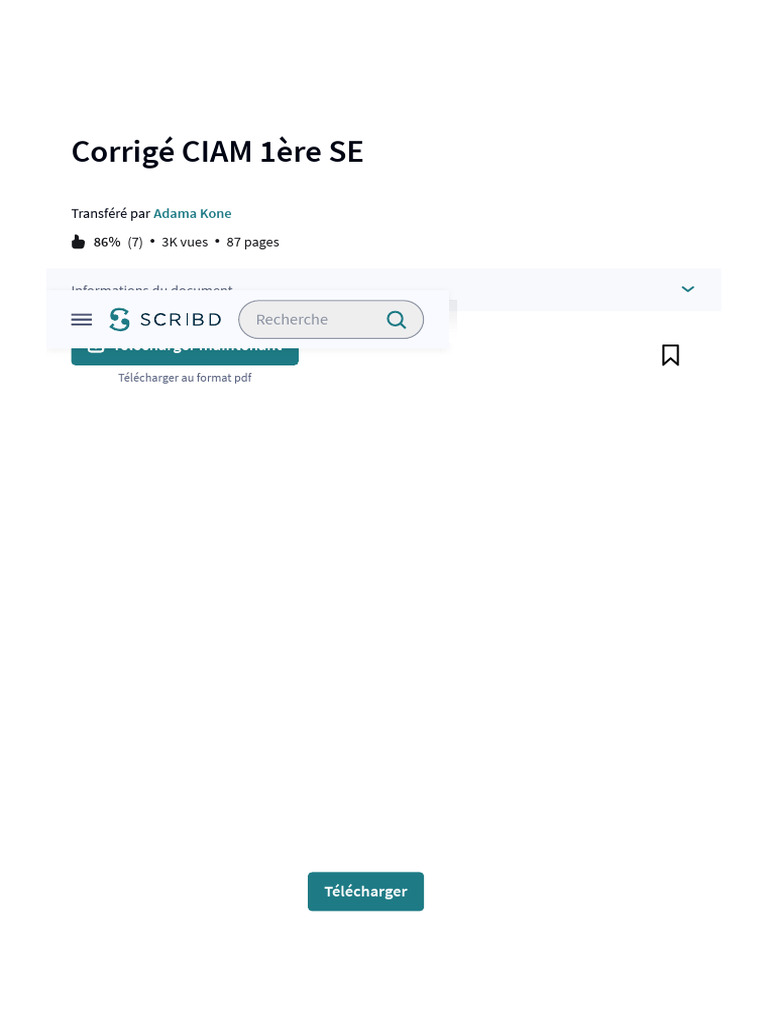 Corrigé CIAM 1ère SE - PDF | PDF