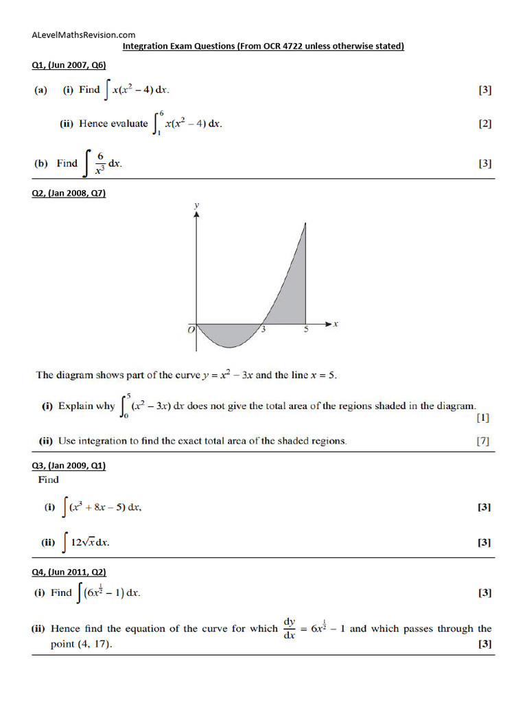 Integration (Mixed) Exam Questions | PDF