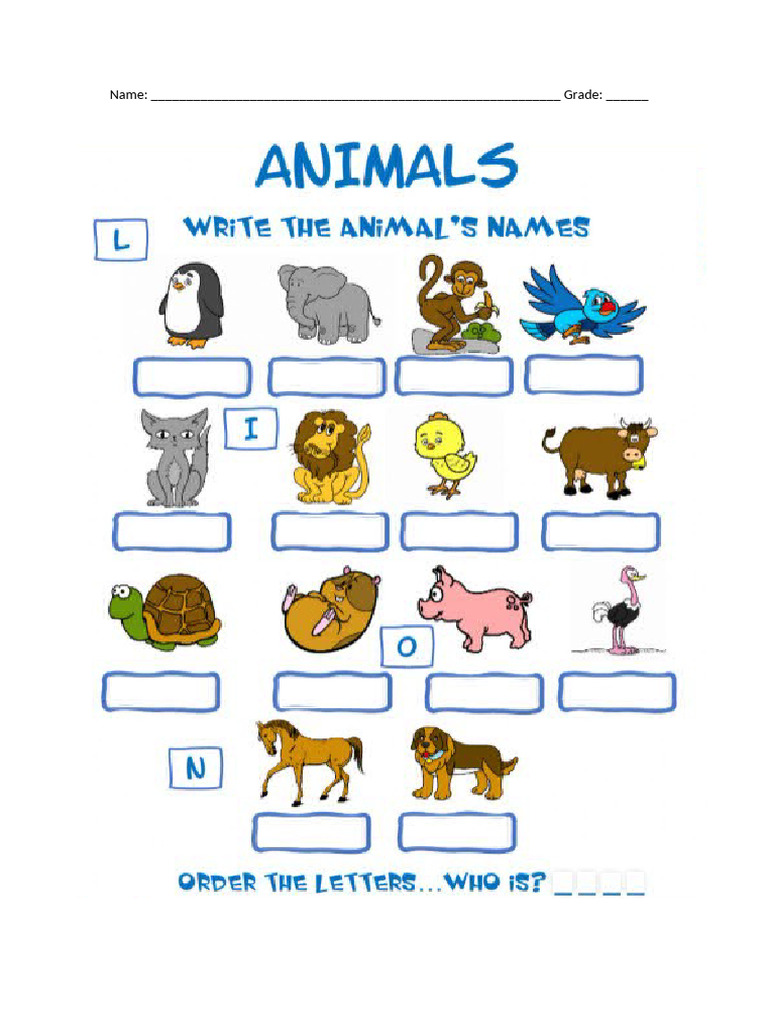 Worksheet Animals 4th Grade | PDF