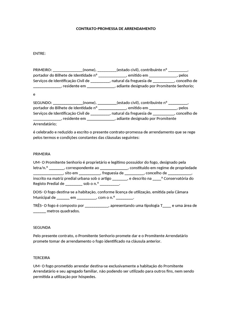 Minuta Contrato Promessa de Arrendamento Portal Da Habitacao | PDF