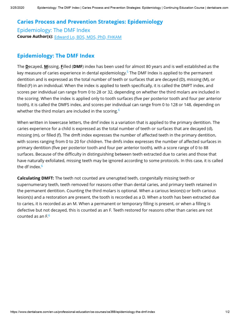 Epidemiology_ The DMF Index _ Caries Process and Prevention Strategies ...