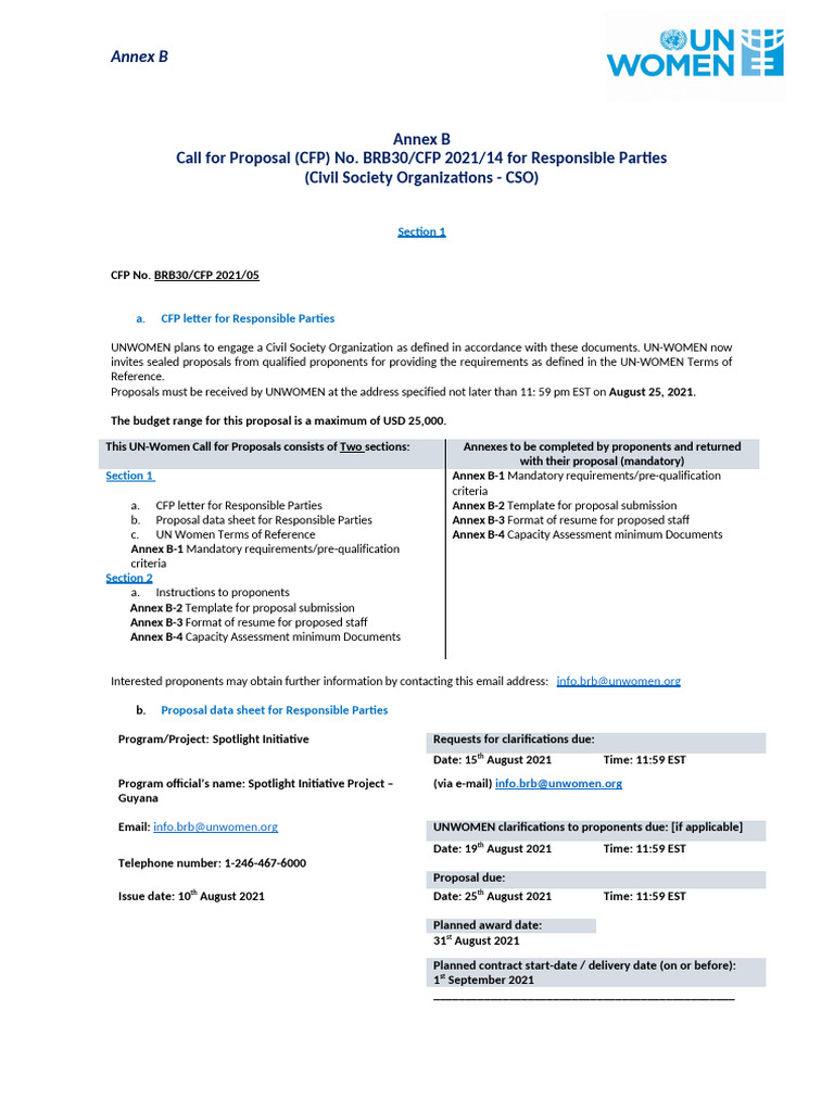 Call For Proposal For Responsible PartyCSOActivity 323 Faith Based ...