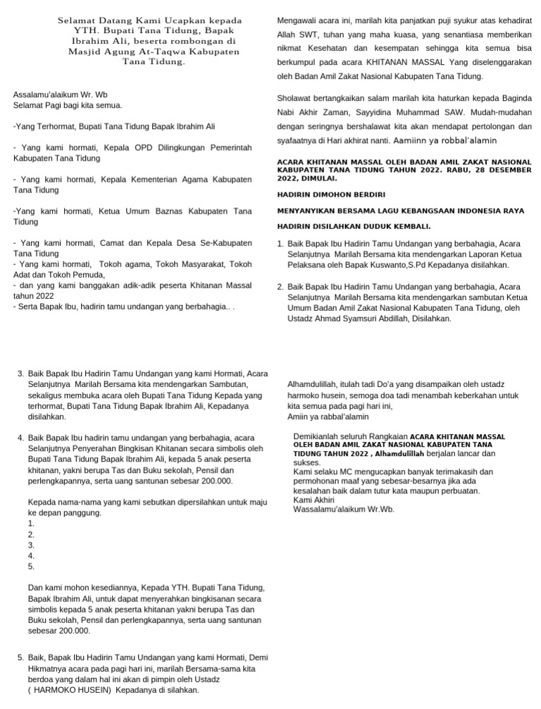 MC Khitanan Massal Oleh Baznas KTT | PDF