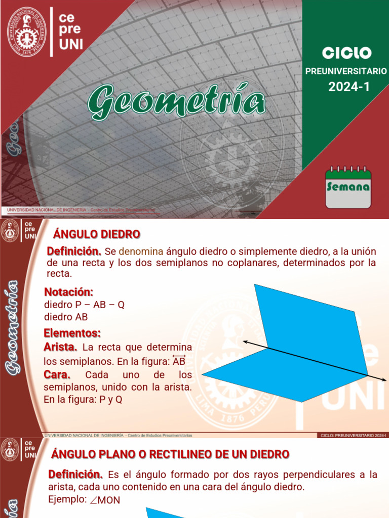 Tema 13.2 Angulo Diedro | PDF | Perpendicular | Geometría Elemental