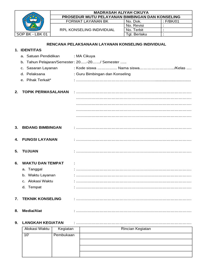 Lbk.01 Rpl Konseling Individual | PDF