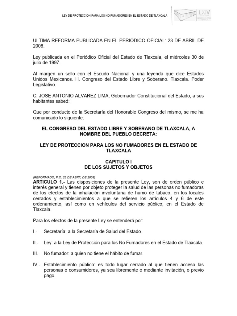 62 Ley de Protecci | PDF | De fumar | Derecho