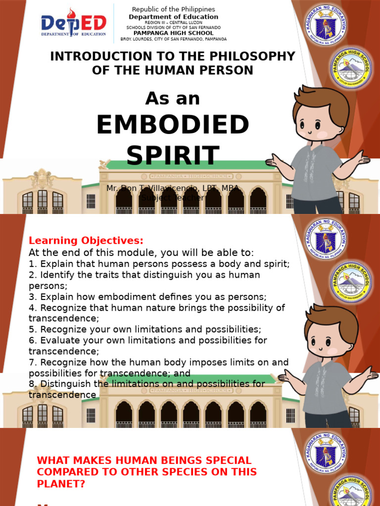Philosophy Quarter 1 The Human Person As An Embodied Spirit | PDF
