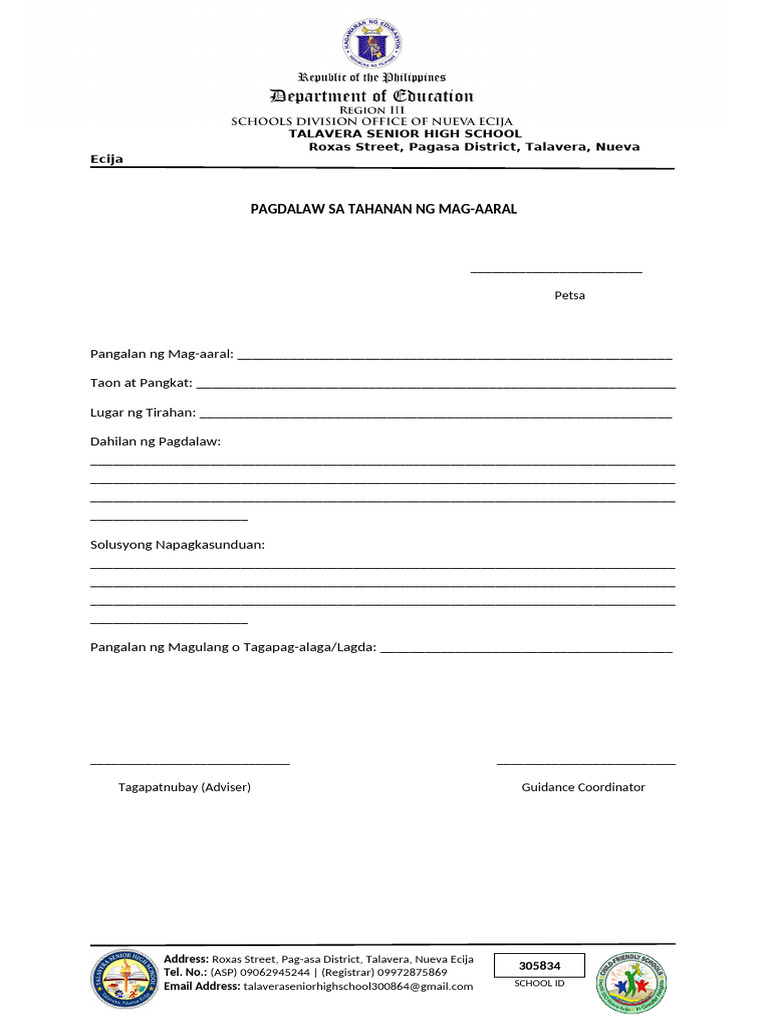 Home Visitation Form | PDF