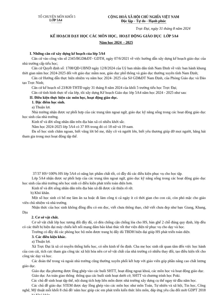 5A4 KHGD CÁ NHÂN Năm 24-25 | PDF