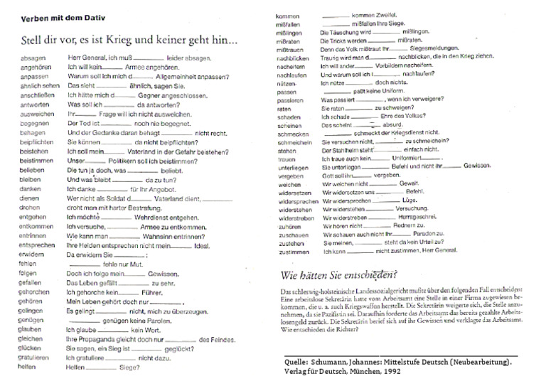 Verben mit Dativ B2 | PDF
