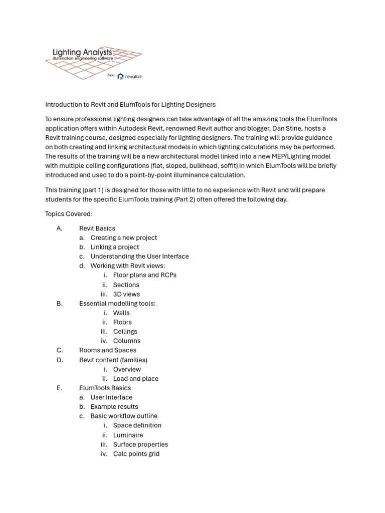 Introduction To Revit and ElumTools For Lighting Designers Training ...
