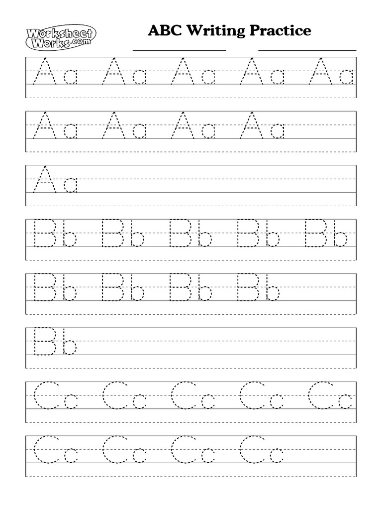 WorksheetWorks ABC Writing Practice 4 | PDF
