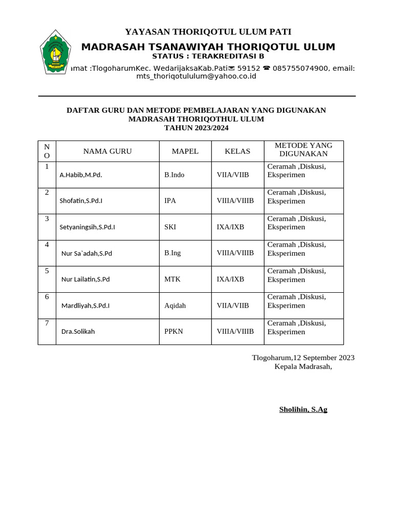TU.C.2 Fix DAFTAR GURU PENGGUNA MATODE | PDF