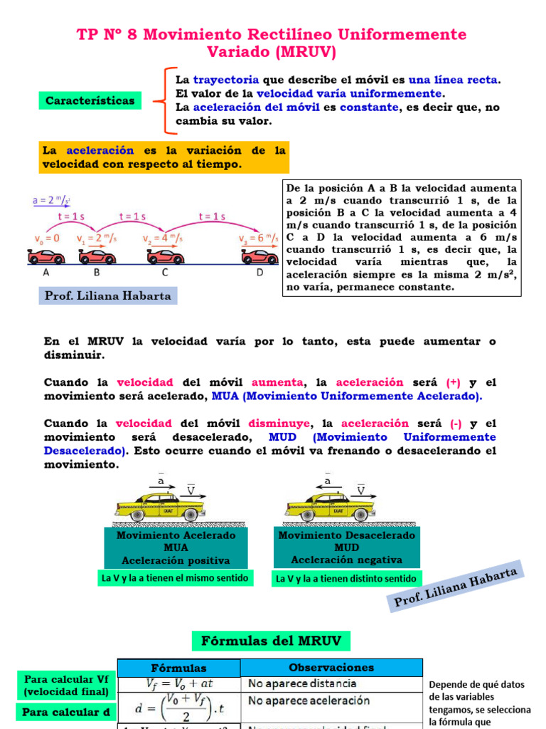 TP #8 Movimiento Rectilíneo Uniformemente Variado | PDF
