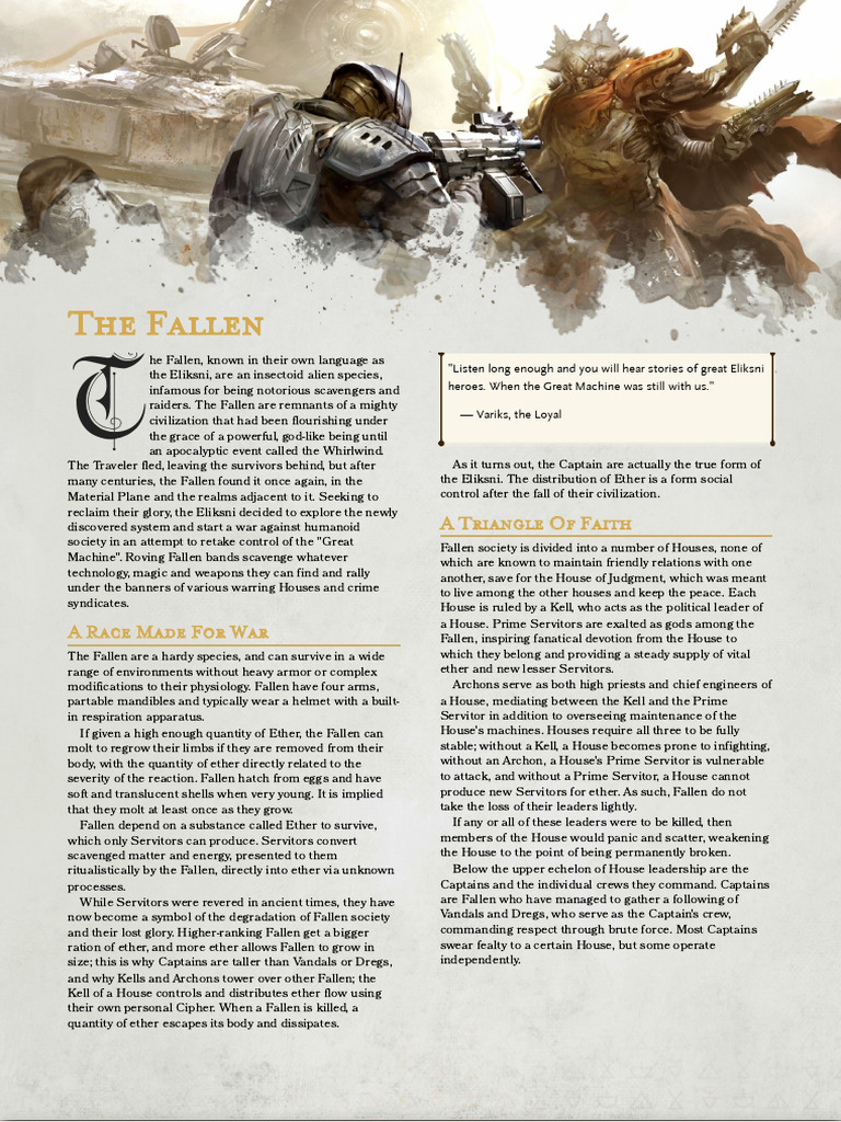 Destiny's Fallen _ 5e Faction _ GM Binder | PDF