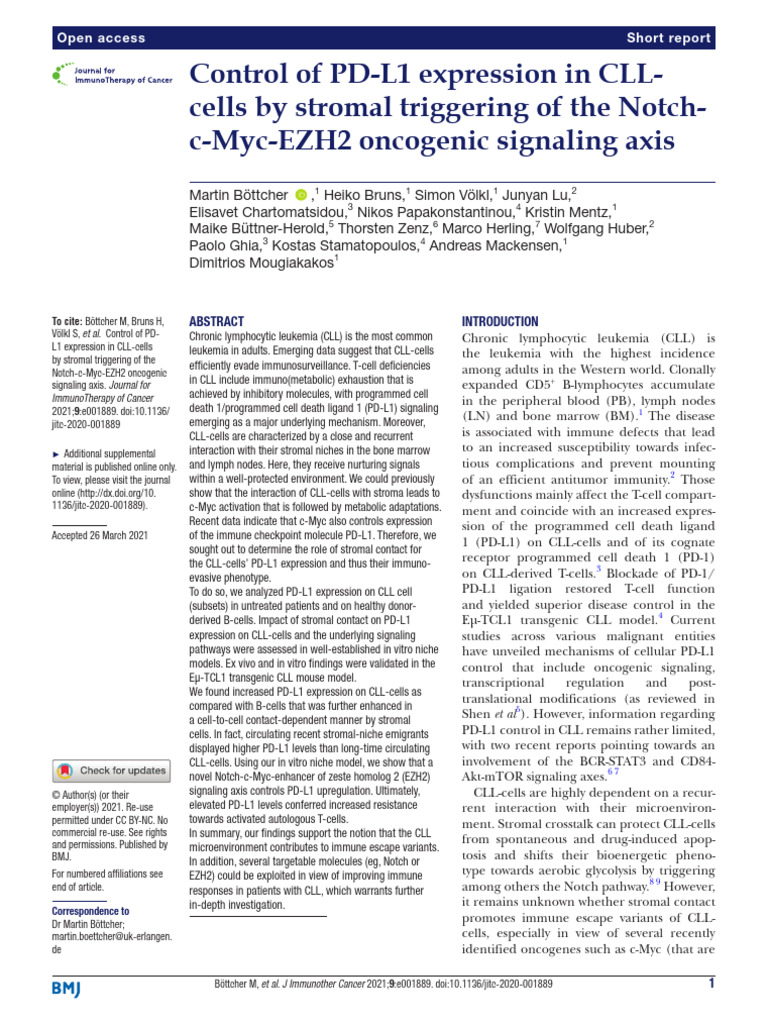 Bottcher2021 CLL PDL1 | PDF