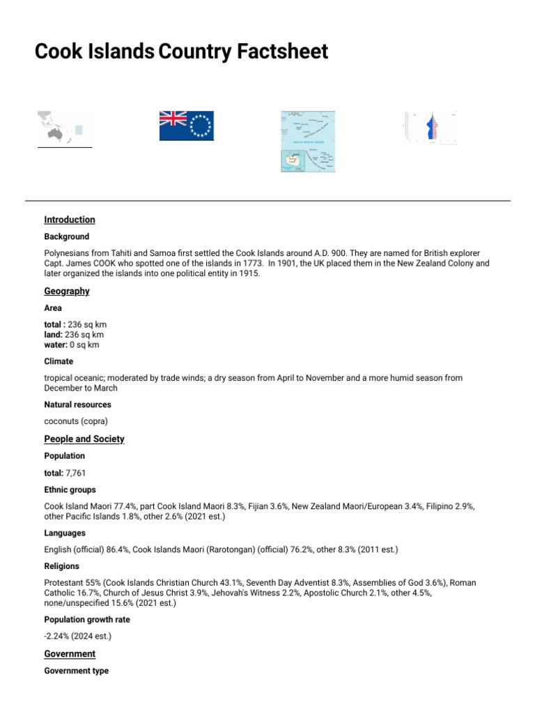 Cook Islands Factsheet - The World Factbook | PDF