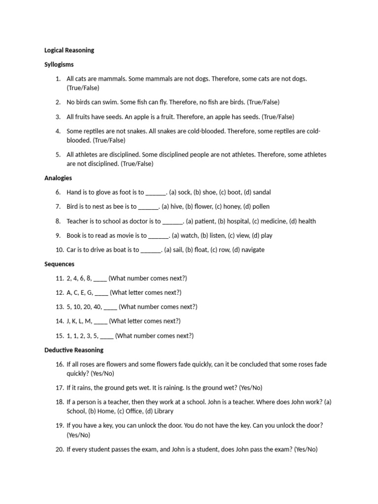 Logical Reasoning 50 Items | PDF