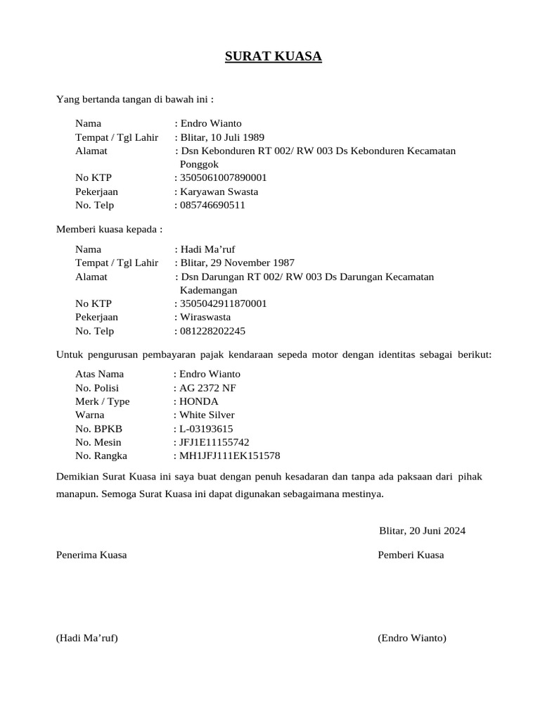 Surat Kuasa | PDF