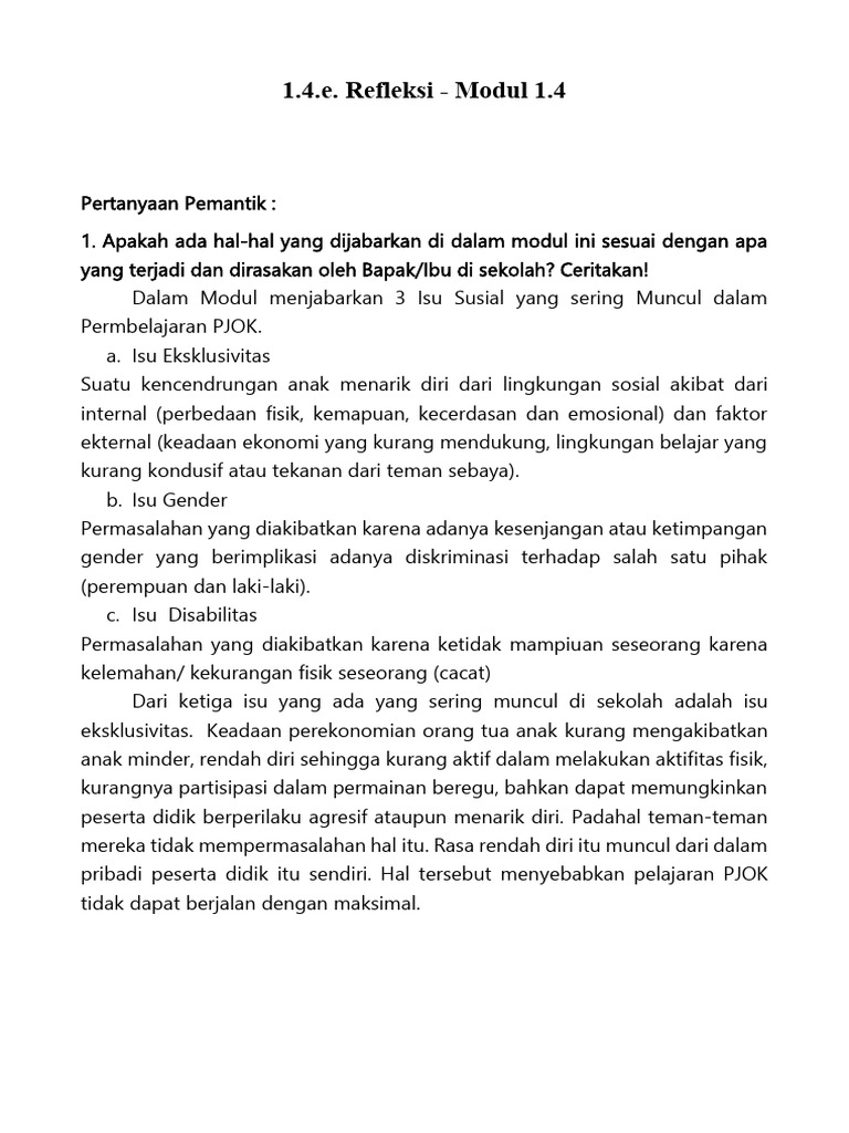 1.4.e. Refleksi - Modul 1.4 - Victoria Ratna Ambarsekar, S.PD | PDF