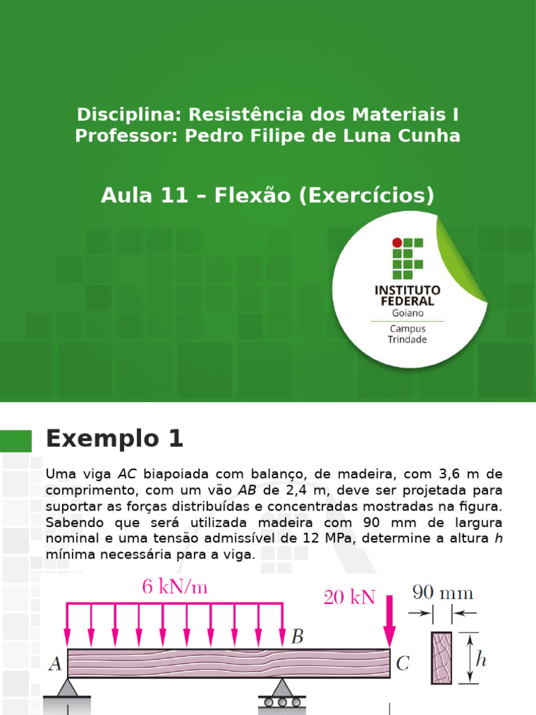 Resmat 1 - Aula 11 - Flexão Exercícios | PDF