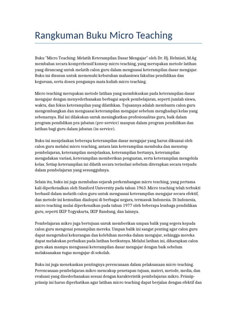 Rangkuman Buku Micro Teaching Updated | PDF