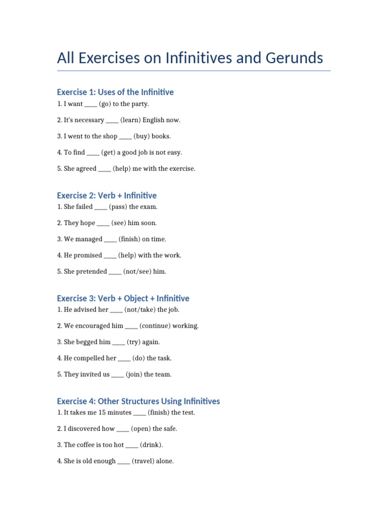All_Infinitives_Gerunds_Exercises | PDF