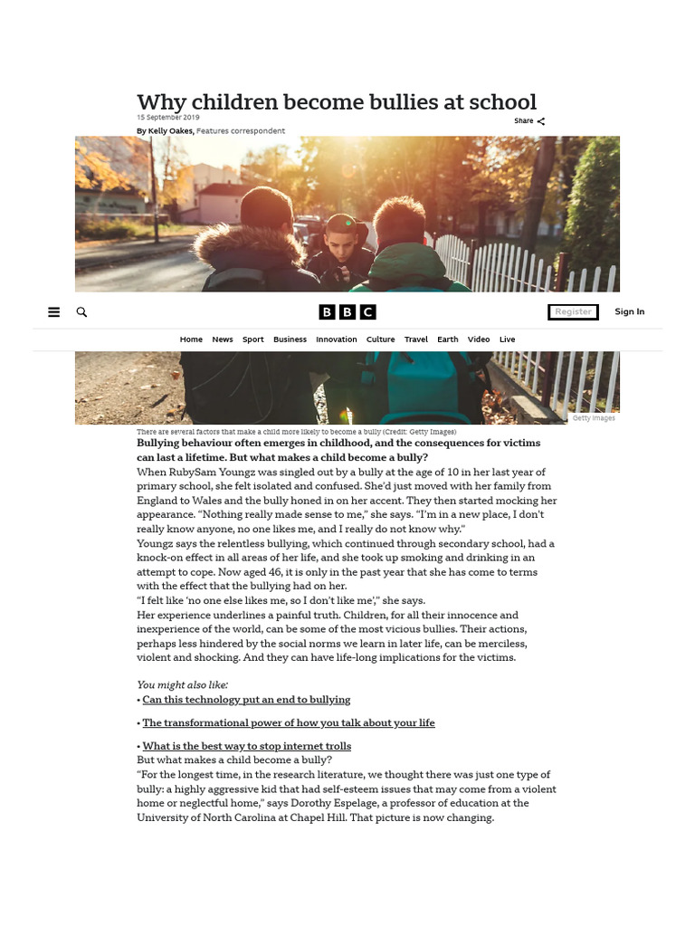 Why children become bullies at school | PDF Why children become bullies at school | PDF