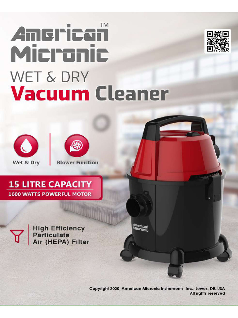 American Micronic Vacuum Cleaner Wet and Dry 1600w With Hepa Filter ...