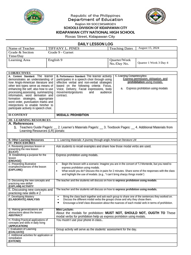 Kidapawan City National High School: Department of Education | PDF