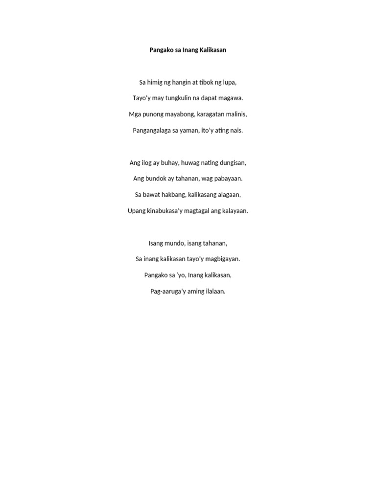 Tula Tungkol Sa Kalikasan | PDF