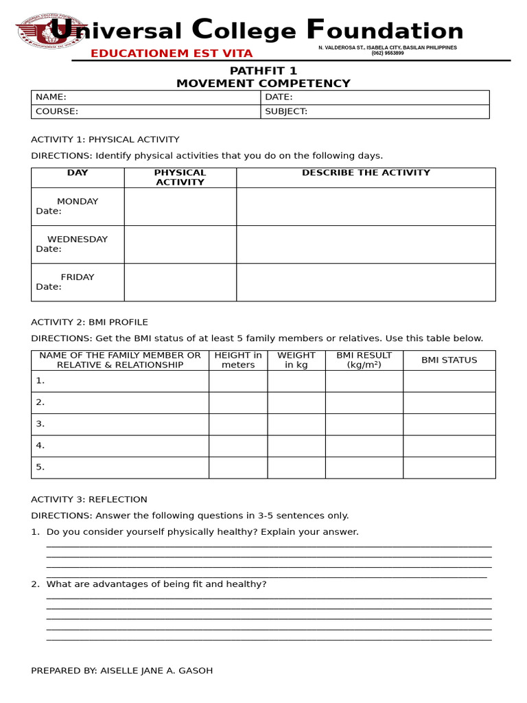 Take Home Activity - Pathfit 1 | PDF