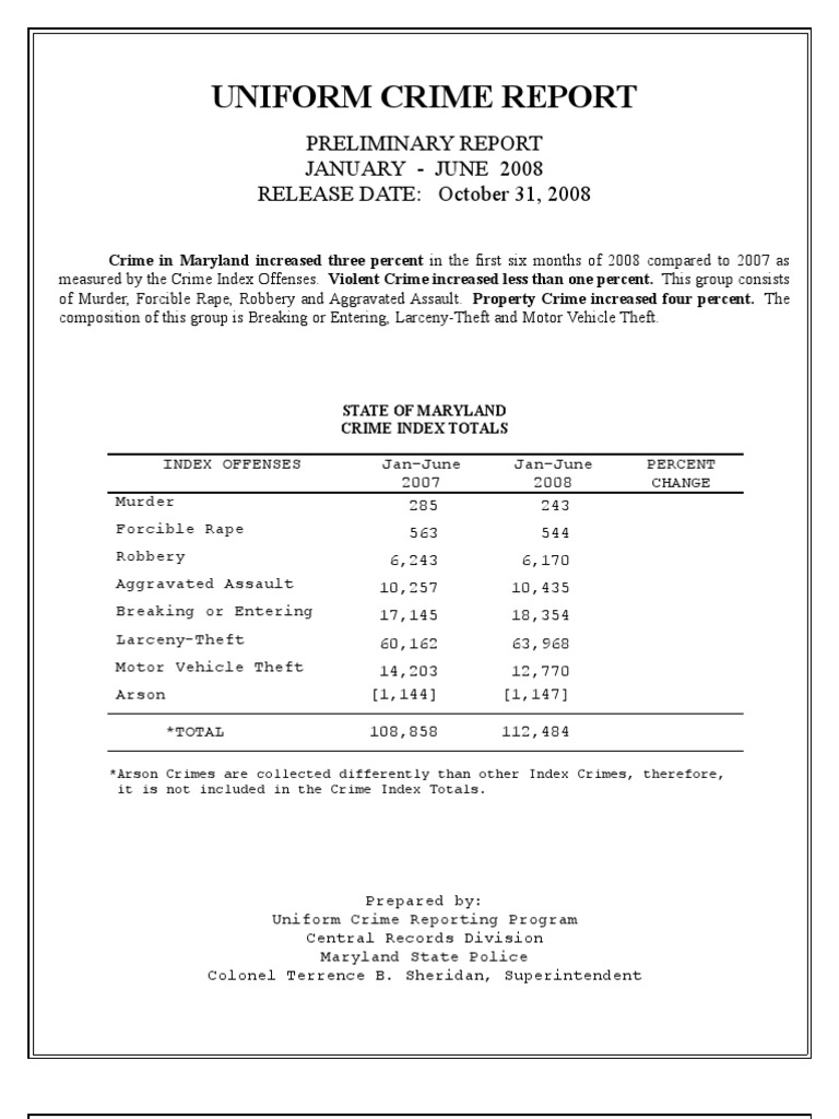 UCRjanjune 08 | PDF | Uniform Crime Reports | Criminal Justice