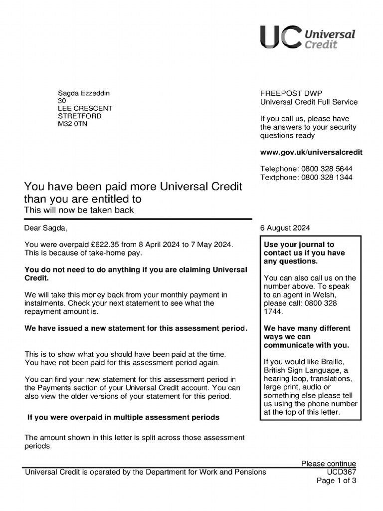 How To Reply To Uc Overpayments | PDF | Credit Card | Payments