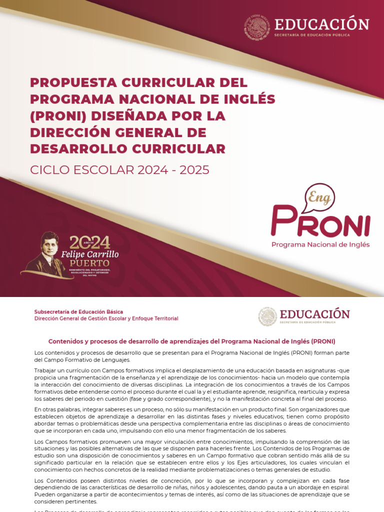 Propuesta Curricular Proni | PDF