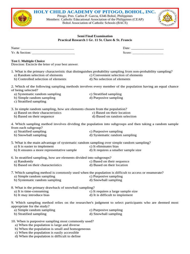 Practical Res. 1 Semi Final Exam | PDF