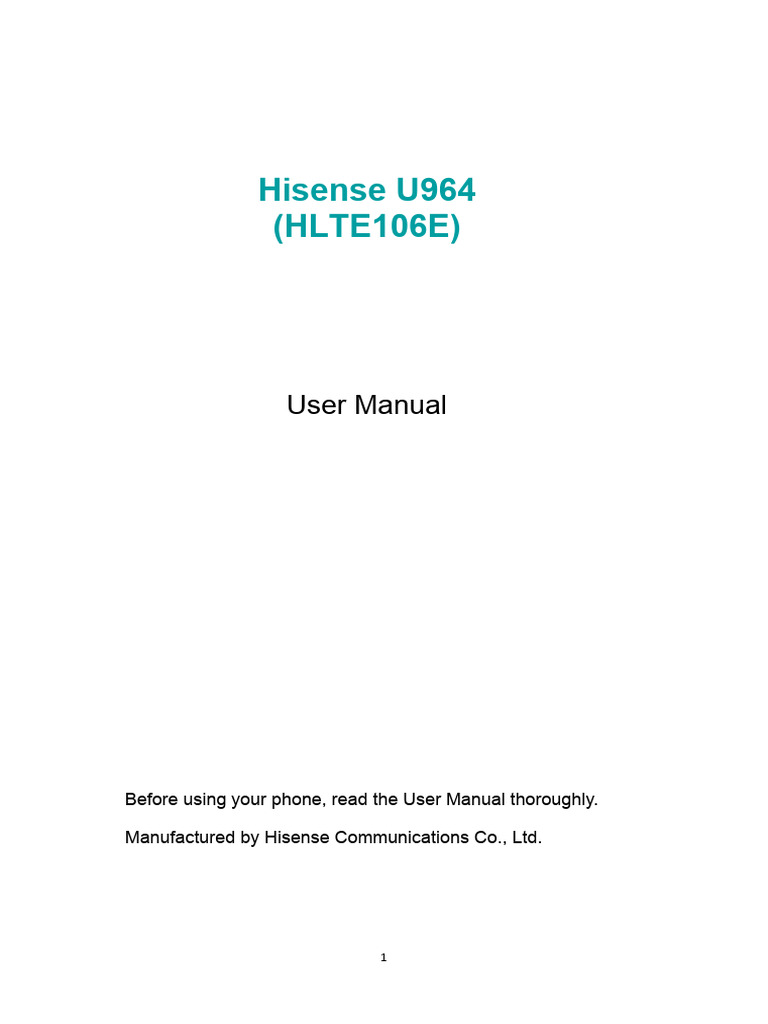 Hisense U964HLTE106EUser Manual | PDF