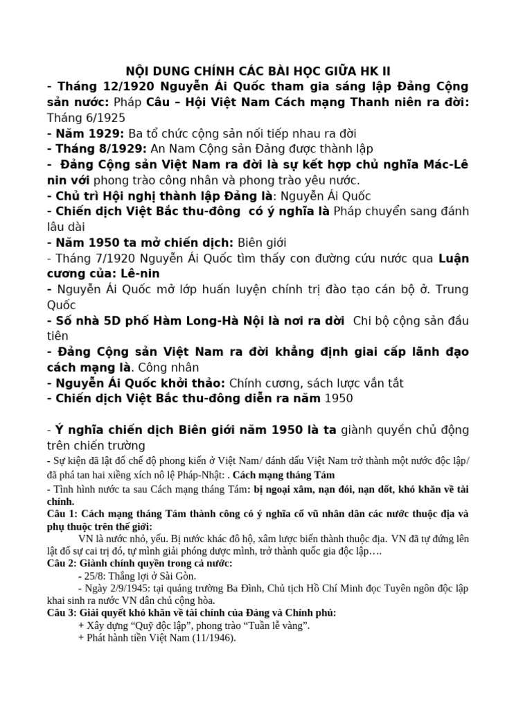 N I Dung Chính Gi A HK II | PDF