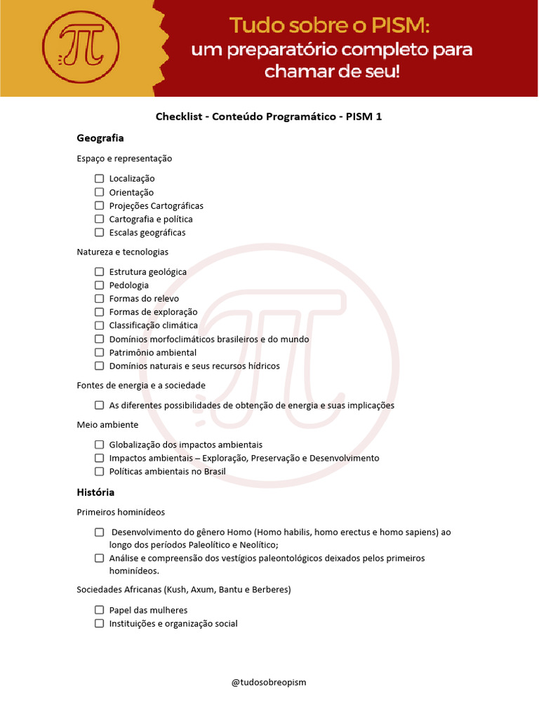 Checklist - PISM 1 | PDF