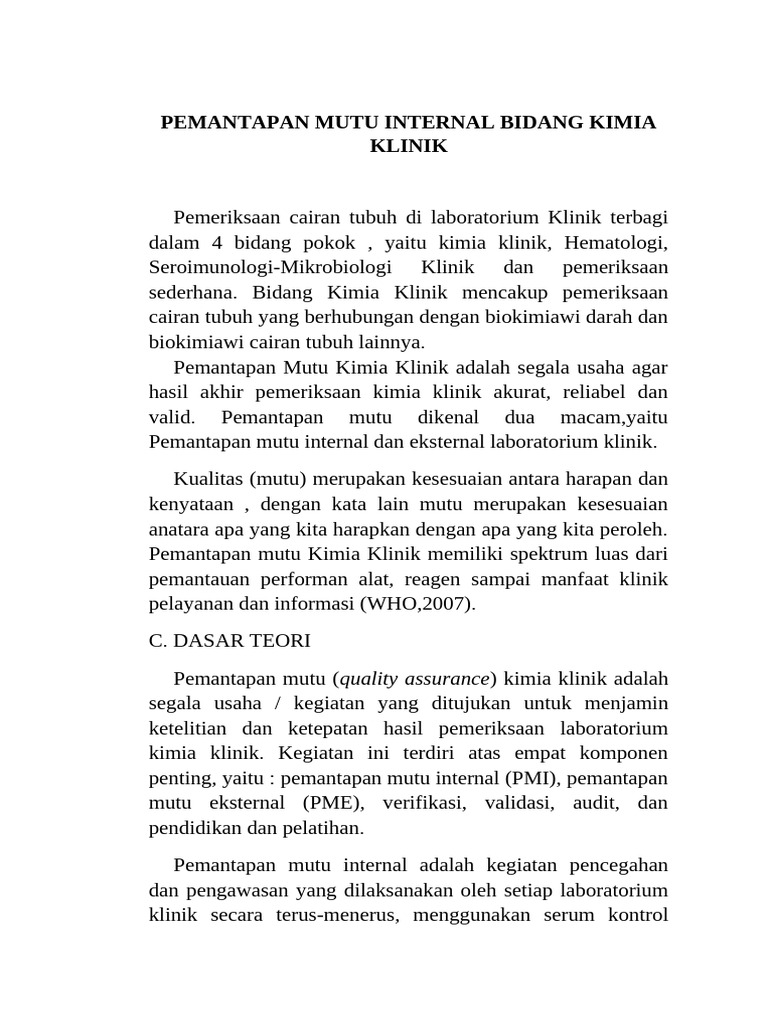 Tugas Makalah PMI Kimia Klinik | PDF