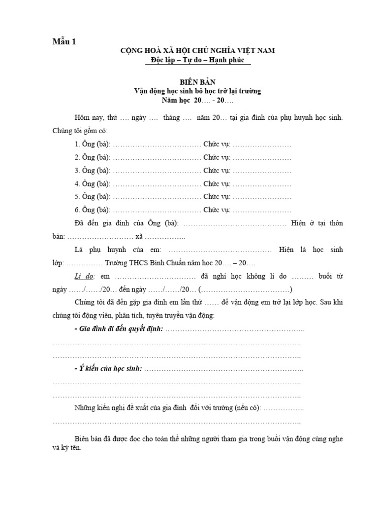 Bien Ban Van Dong Hoc Sinh | PDF