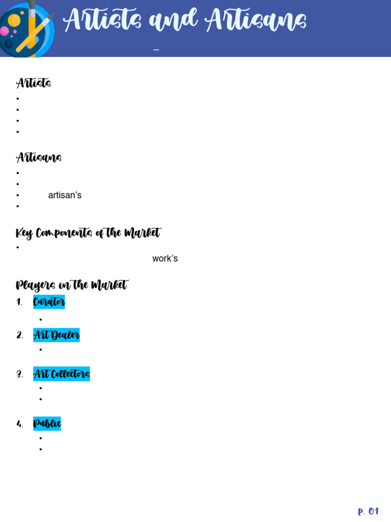 04 Handouts Artists and Artisans | PDF