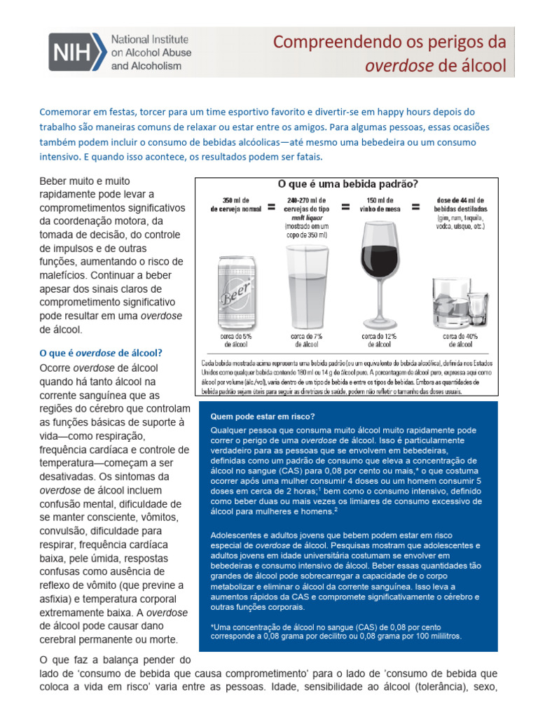 Alcohol Overdose Portuguese-Brazil | PDF