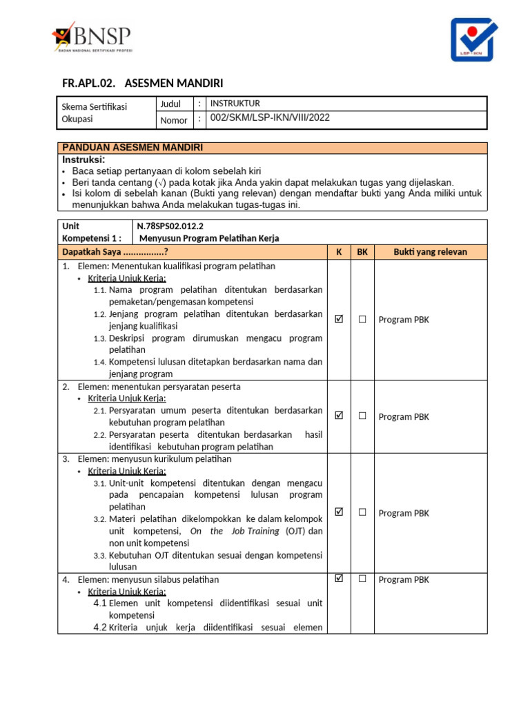 Fr Apl 02 Asesmen Mandiri Instruktur Wibowo Pdf