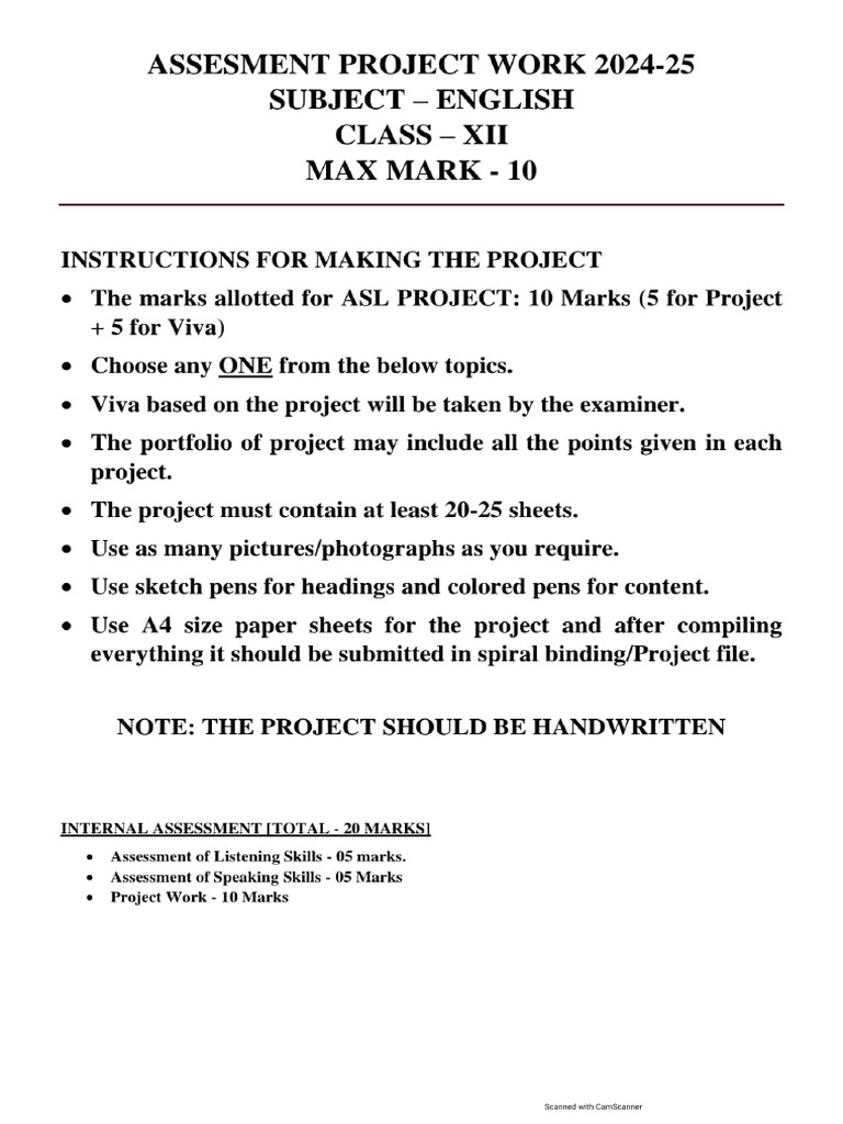 Class 12 English Project | PDF