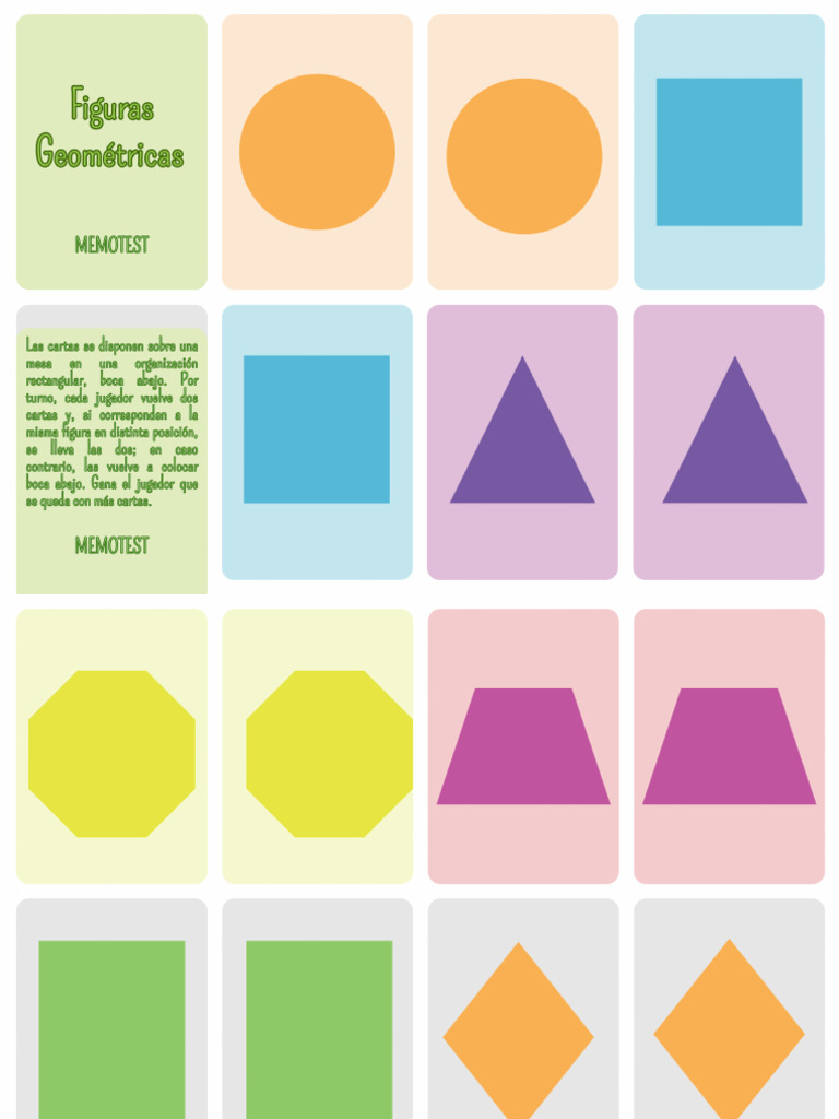 Tarjetas Educativas Figuras Geométricas Memotest | PDF