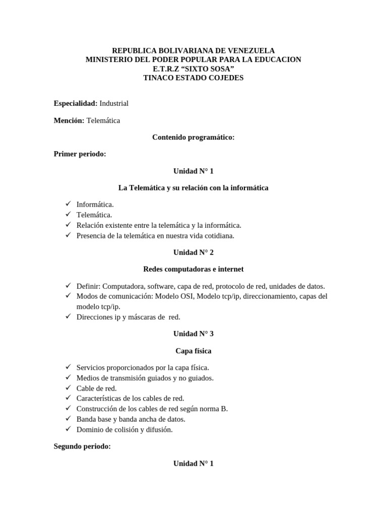 Contenido Asignatura Programacion de Software y Redes. | PDF | Red de ...