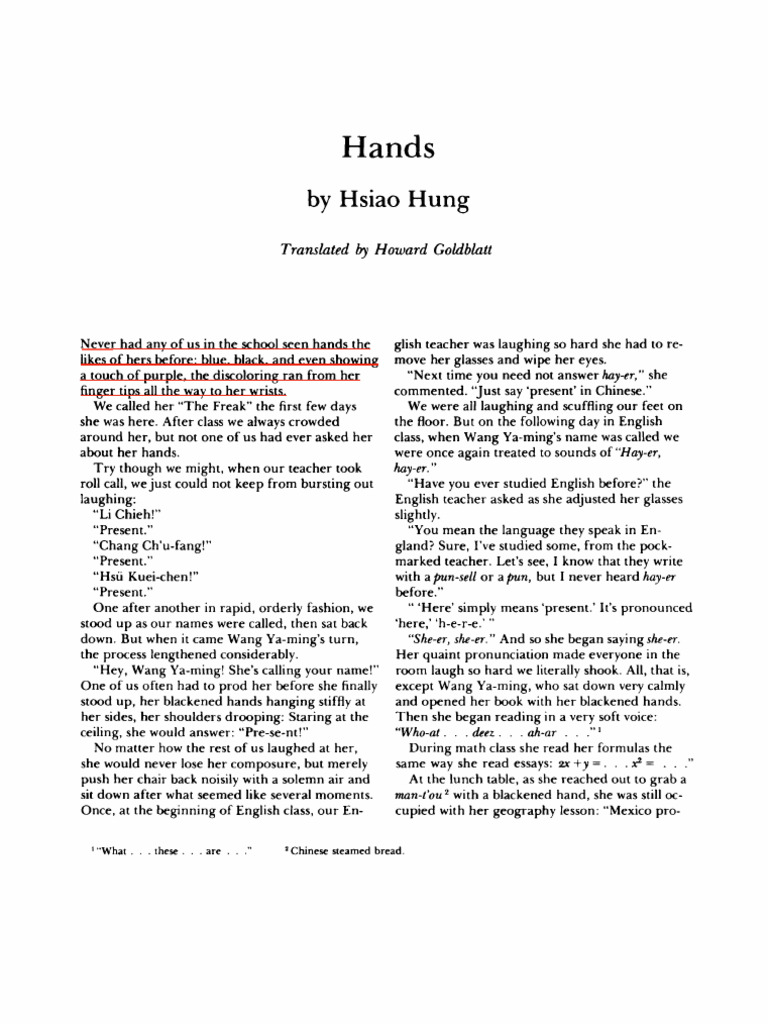 Hands by Hsiao Hung | PDF