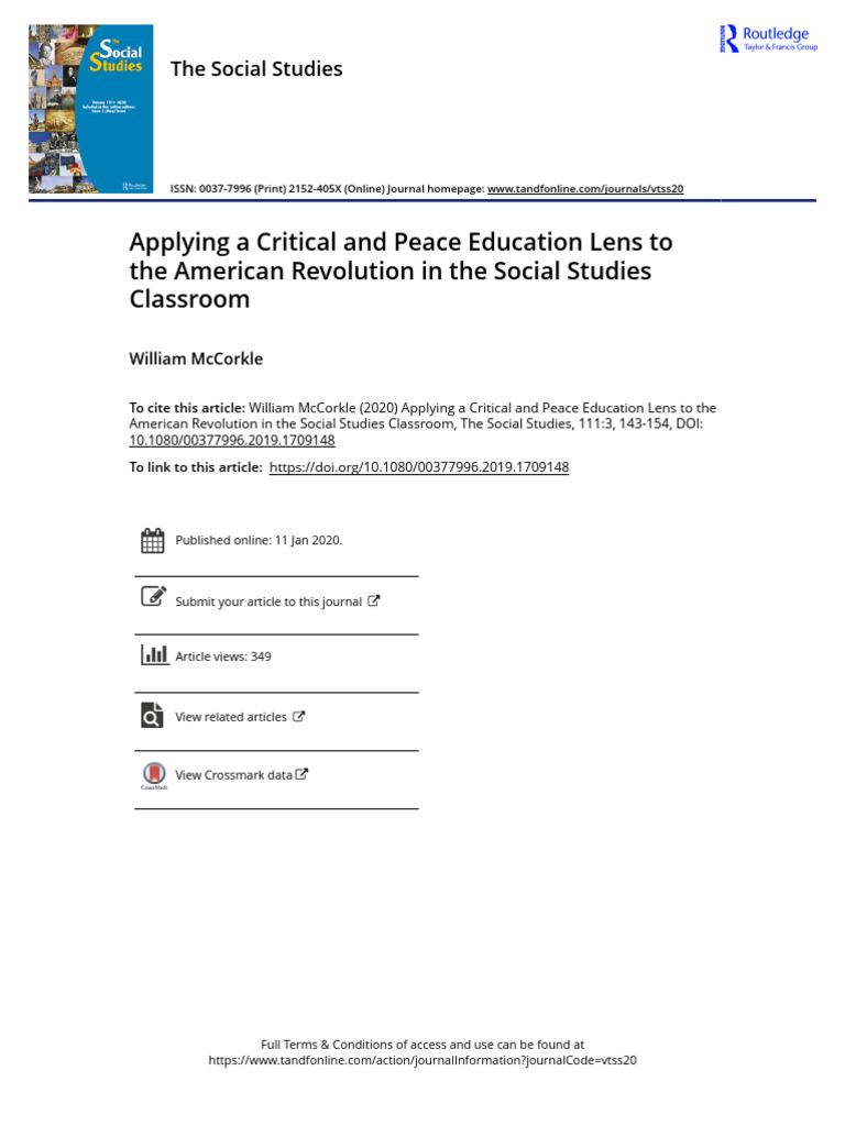 Applying A Critical and Peace Education Lens To The American Revolution ...