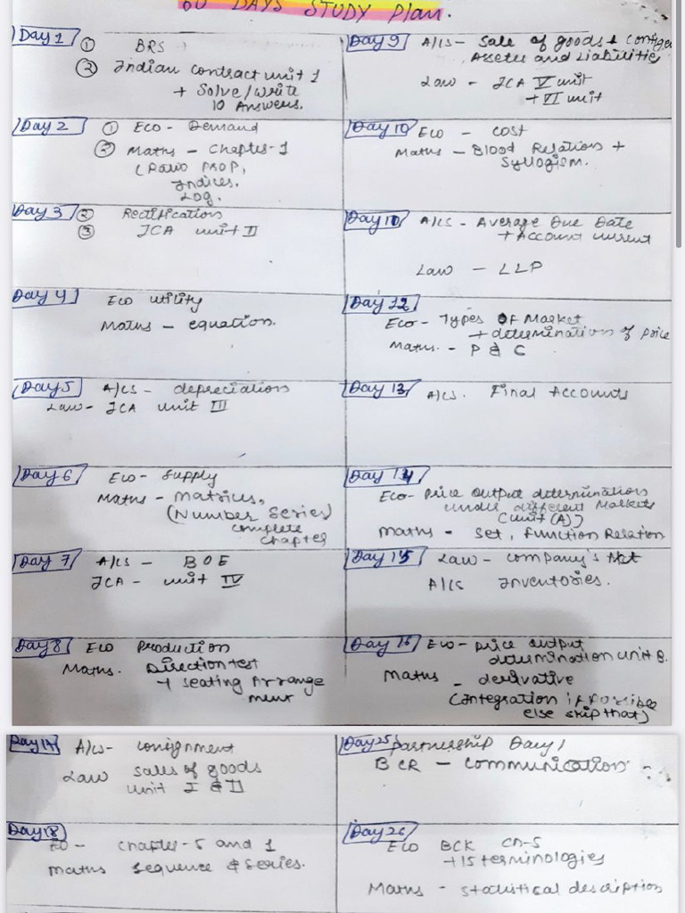 90 Day Plan by CA Ankita Bora | PDF